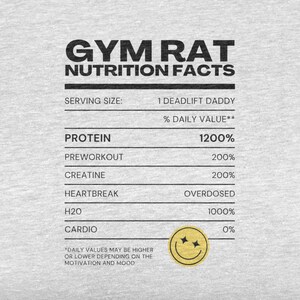 Gym Rat Nutrition Facts Deadlift Daddy Shirt, Gym Rat Gift ...
