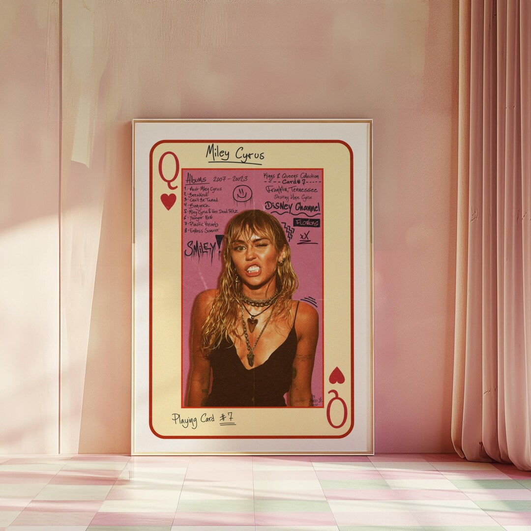 Miley Cyrus Playing Card #7 Matte Poster // Kings & Queens Collection ...
