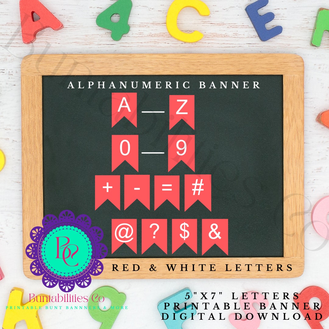 Alphanumeric Banner. Alphabet Banner. Red Banner Letters. - Etsy