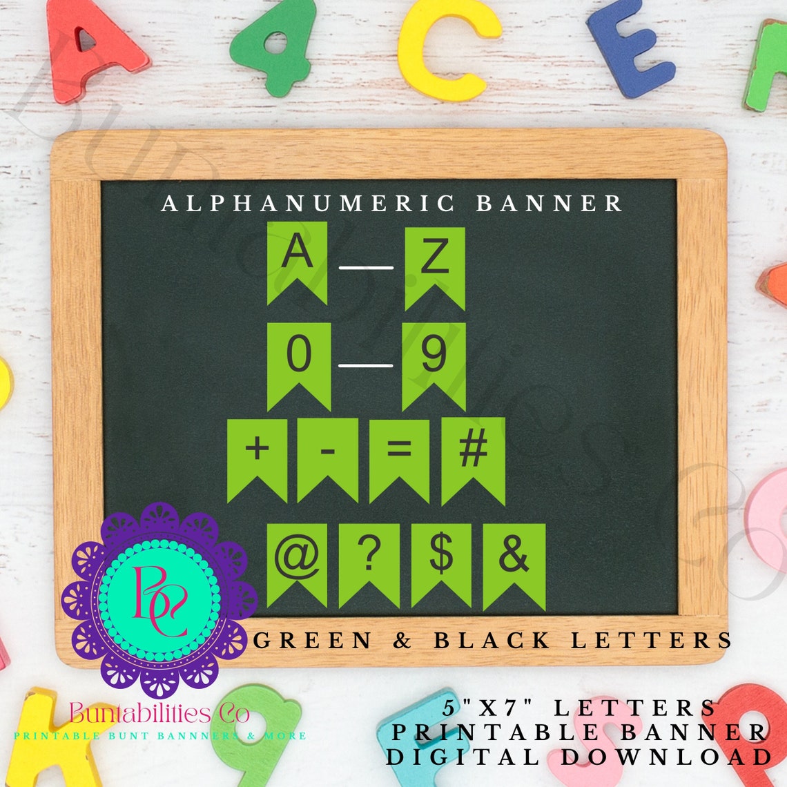 Alphanumeric Banner. Alphabet Banner. Green Banner Letters. - Etsy