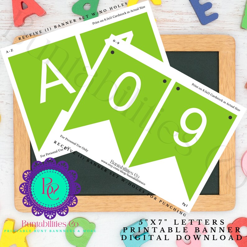 Alphanumeric Banner. Alphabet Banner. Green Banner Letters. Classroom ...