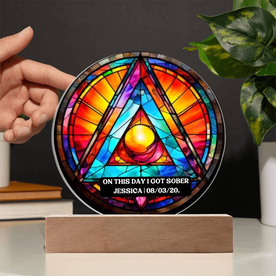 Stained Glass Alcoholics Anonymous Symbol Personalized Acrylic Plaque ...