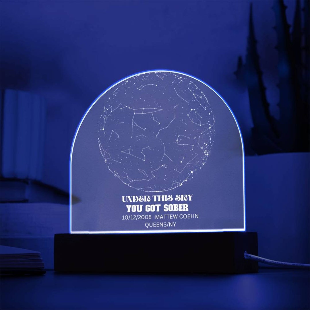 Sobriety Symbol Acrylic Plaque Custom Star Map Date Sober - Etsy UK