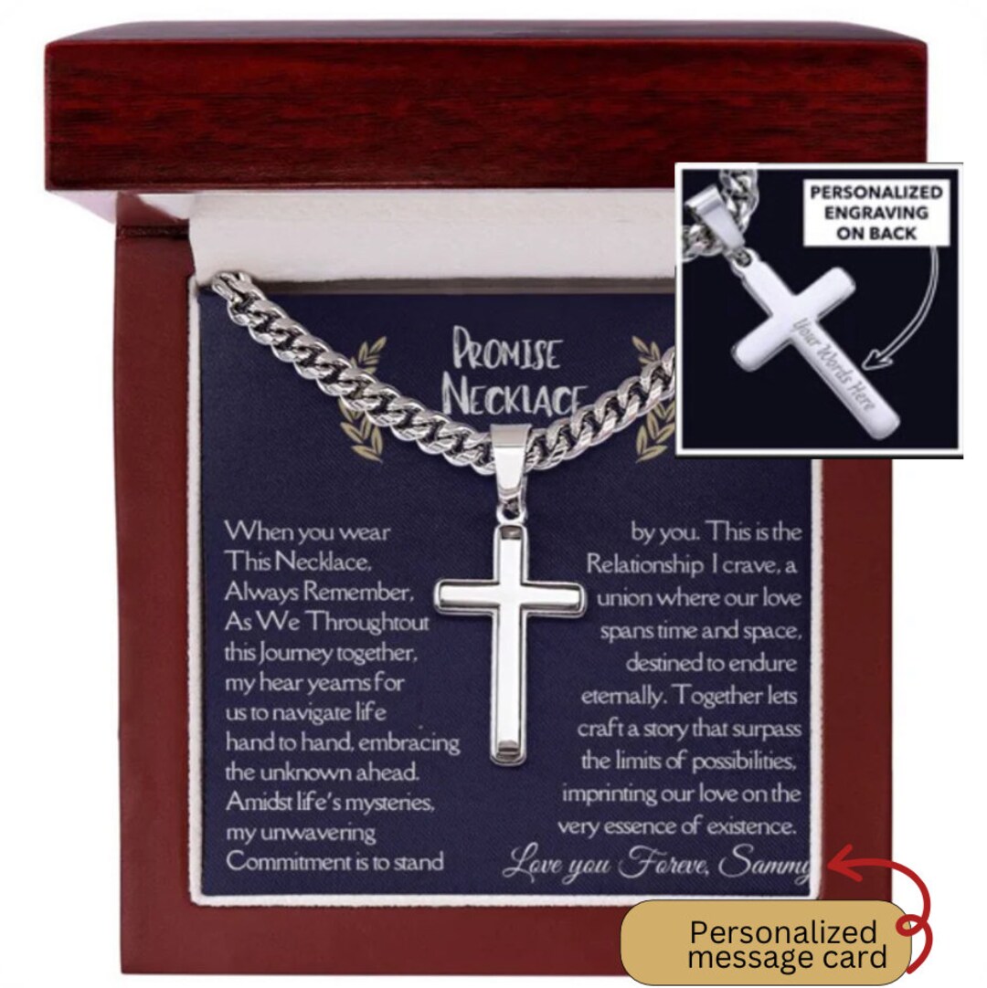 Personalized Cross Promise Necklace Gift for Him, Boyfriend Gift ...
