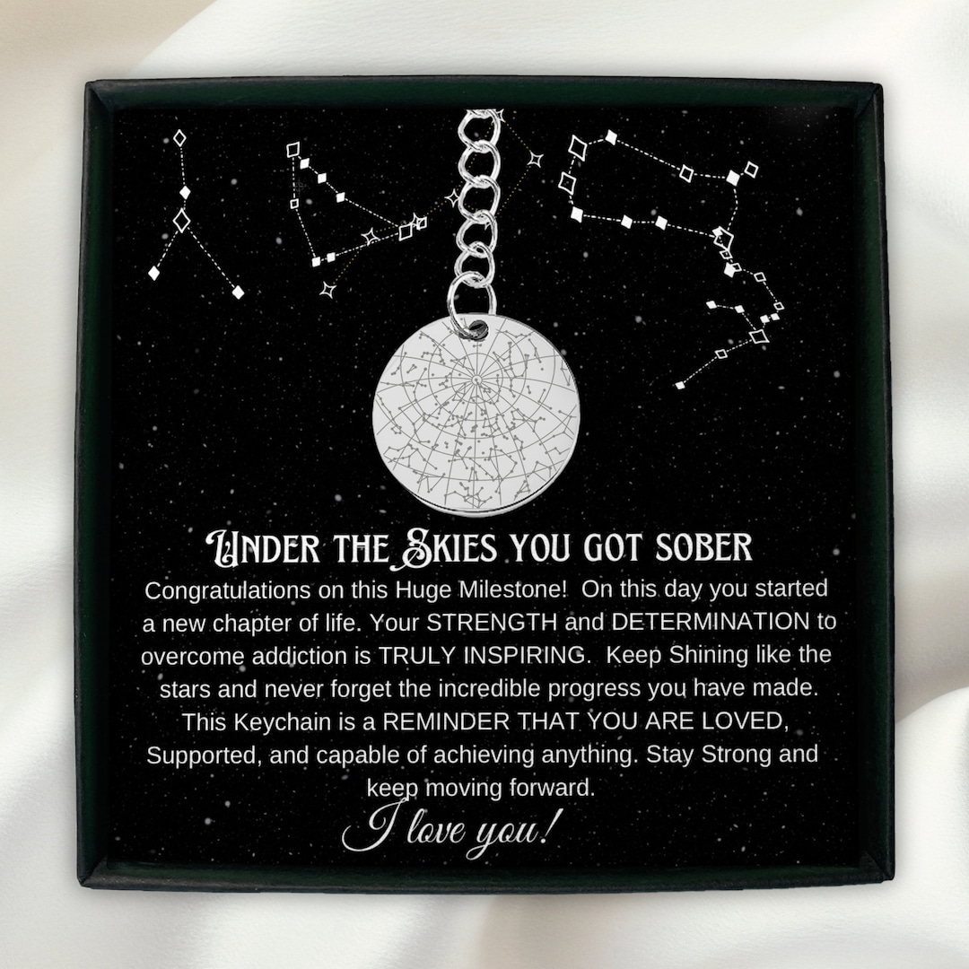 Custom Star Map Sobriety Symbol, Sober Gifts for Women, Men 1 Year ...