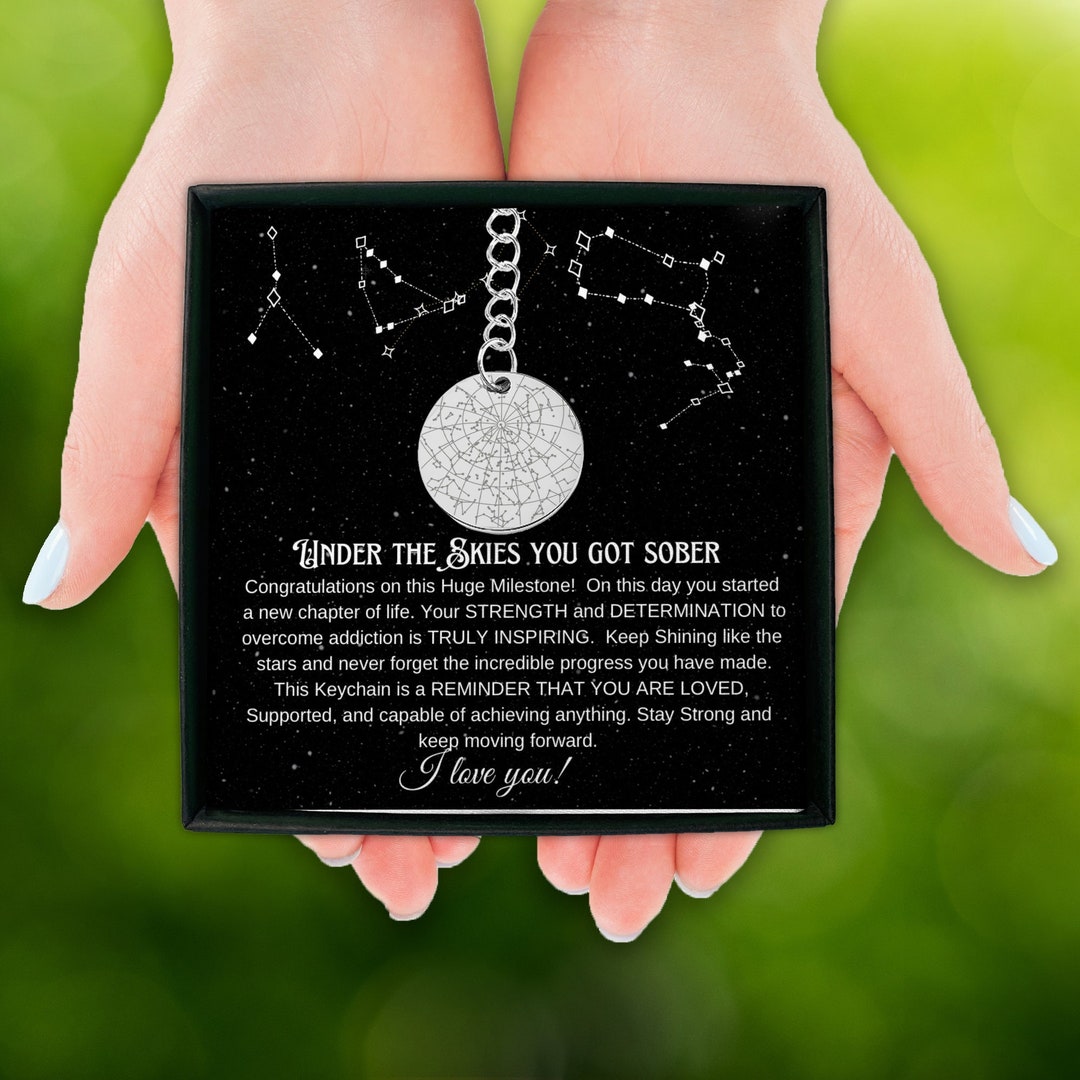Custom Star Map Sobriety Symbol, Sober Gifts for Women, Men 1 Year ...