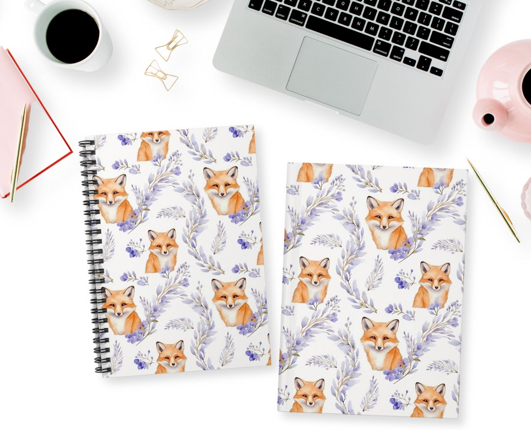 Beautiful Watercolor Fox & Lavender Notebook/journal - Spiral Notebook ...