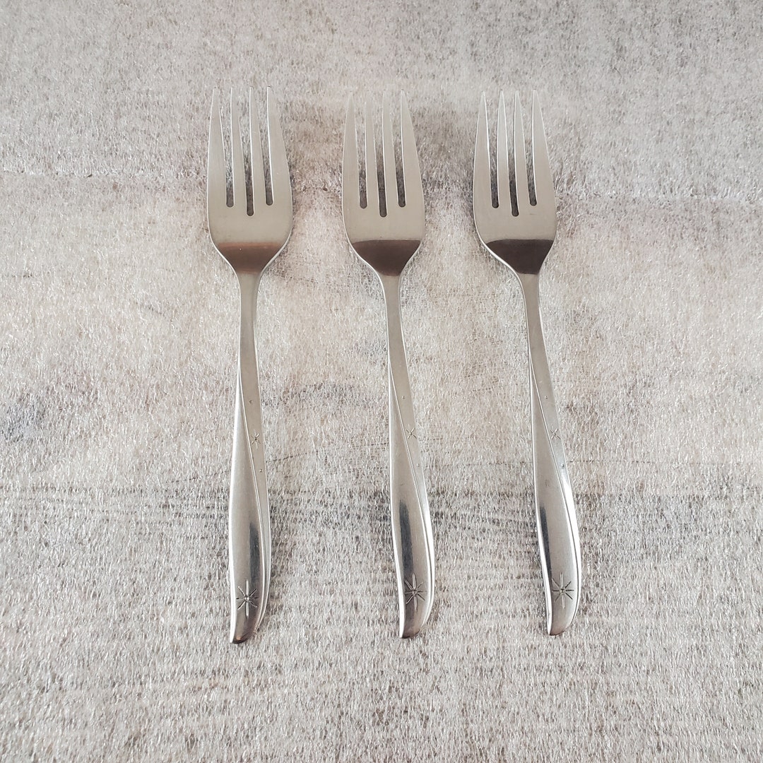Oneida Stainless Twin Star Atomic Salad Fork 6 1/4 Beautiful Vintage ...