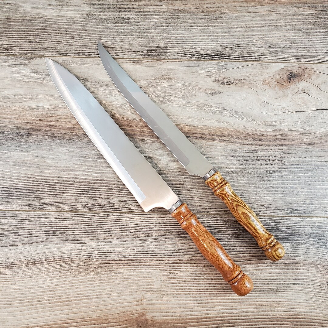 Set of 2 Vintage Chef Butcher Knives Stainless Steel Blades With ...