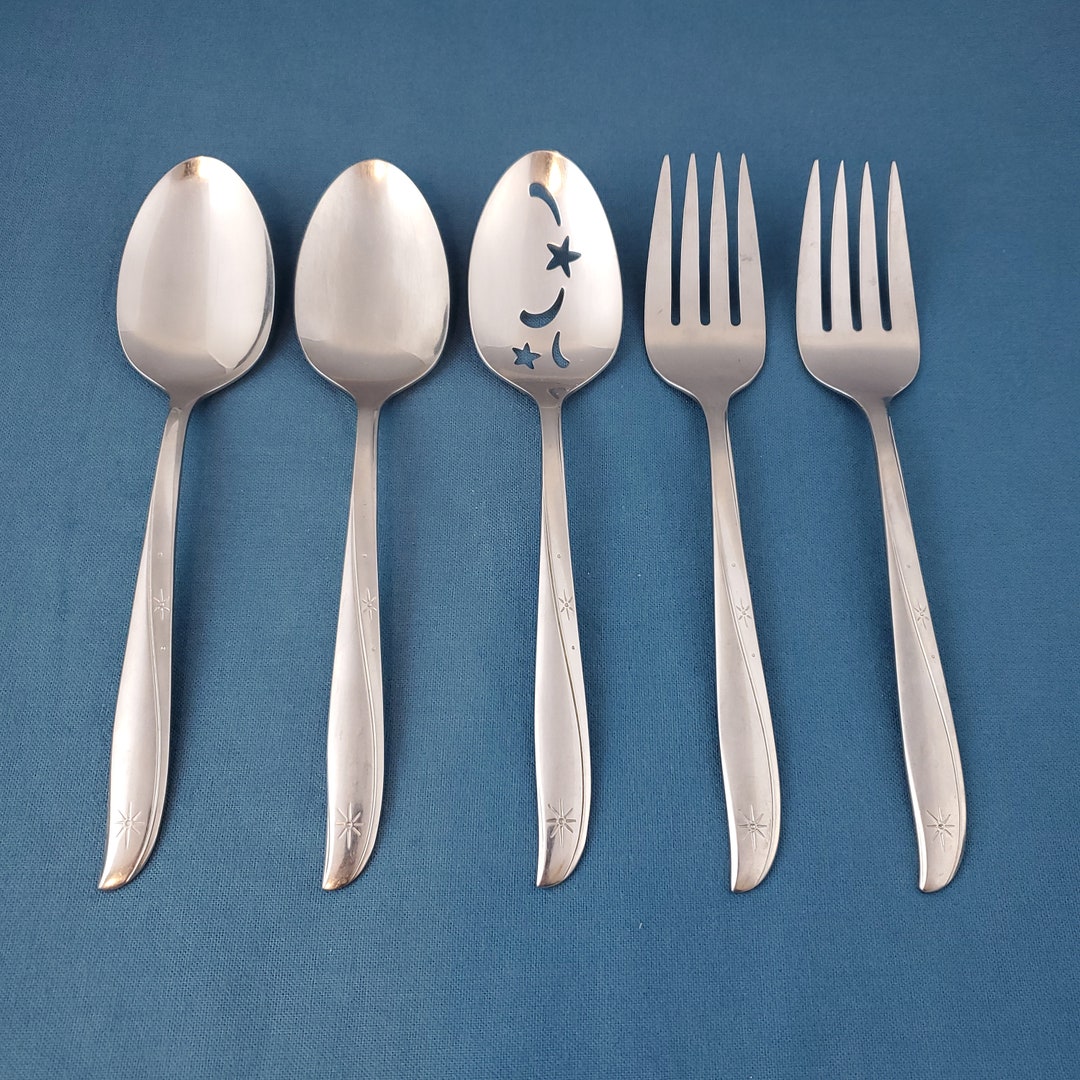 Oneida TWIN STAR Atomic Stainless Serving Pieces Pierced Serving Spoon ...