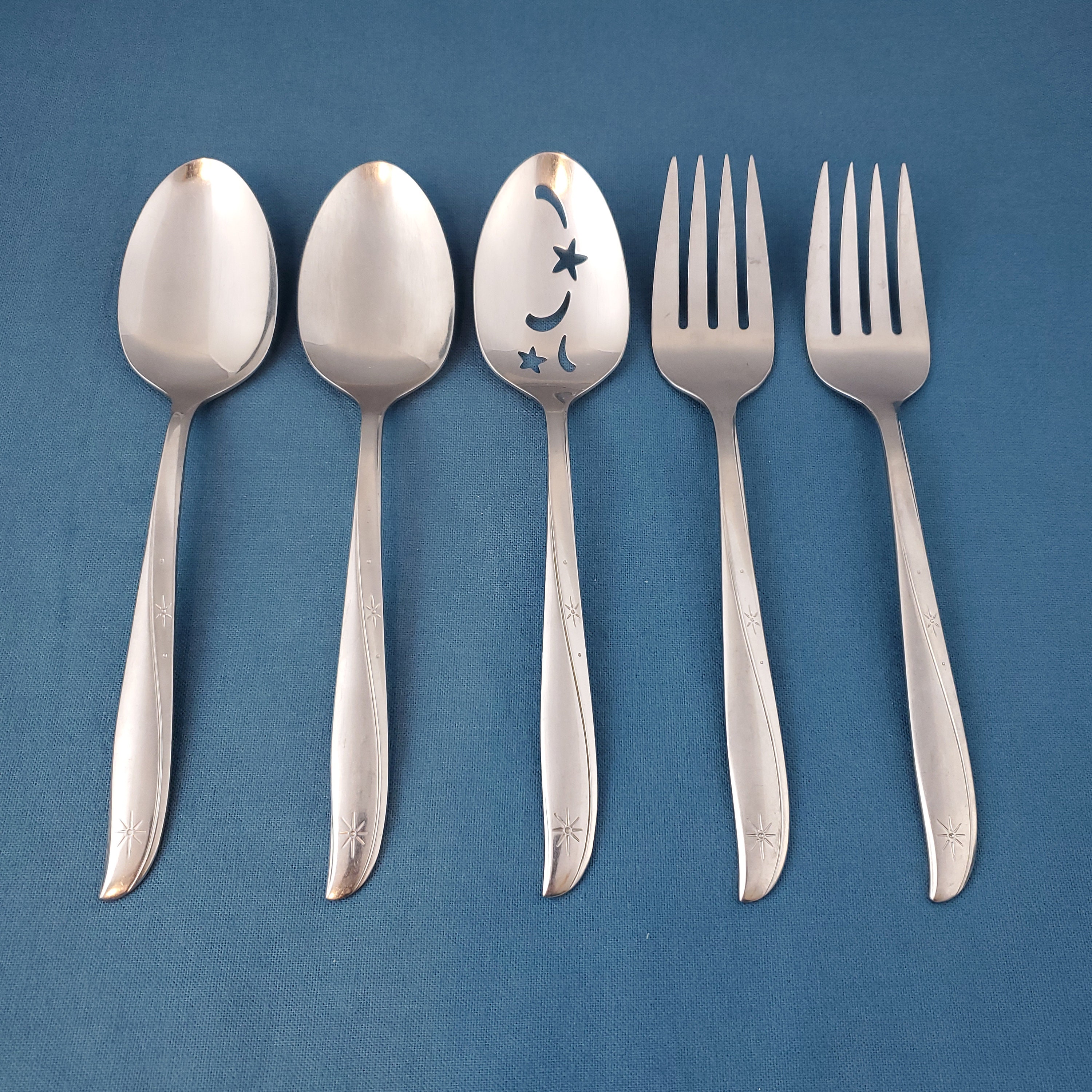 Oneida TWIN STAR Atomic Stainless Serving Pieces Pierced Serving Spoon ...