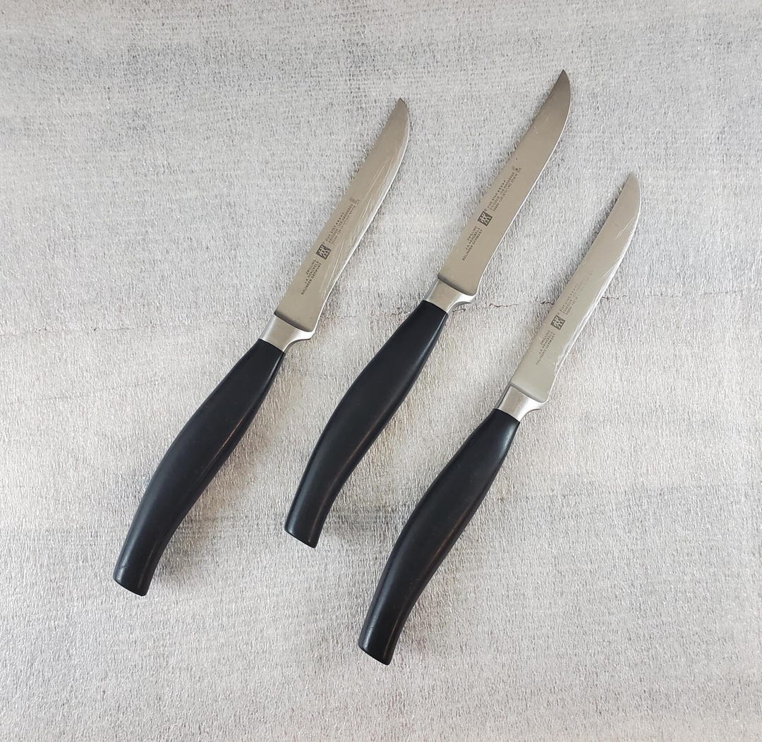 Zwilling JA Henckels Five Star Friodur Set of (3) Steak Knives ~ 4.5 ...