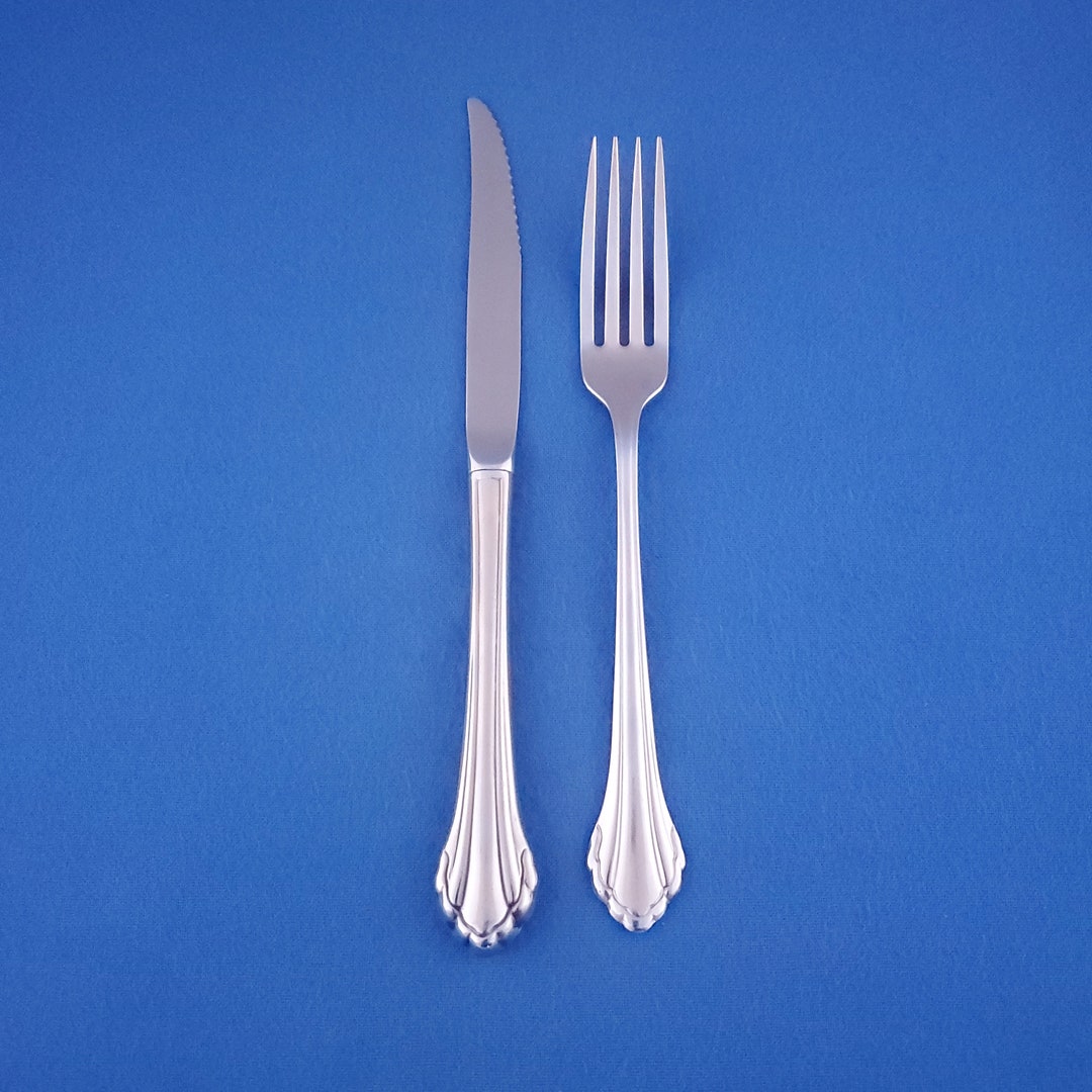 Oneida CLARETTE ~ Dinner Fork & Steak Knife ~ Stainless ~ Beautiful ...