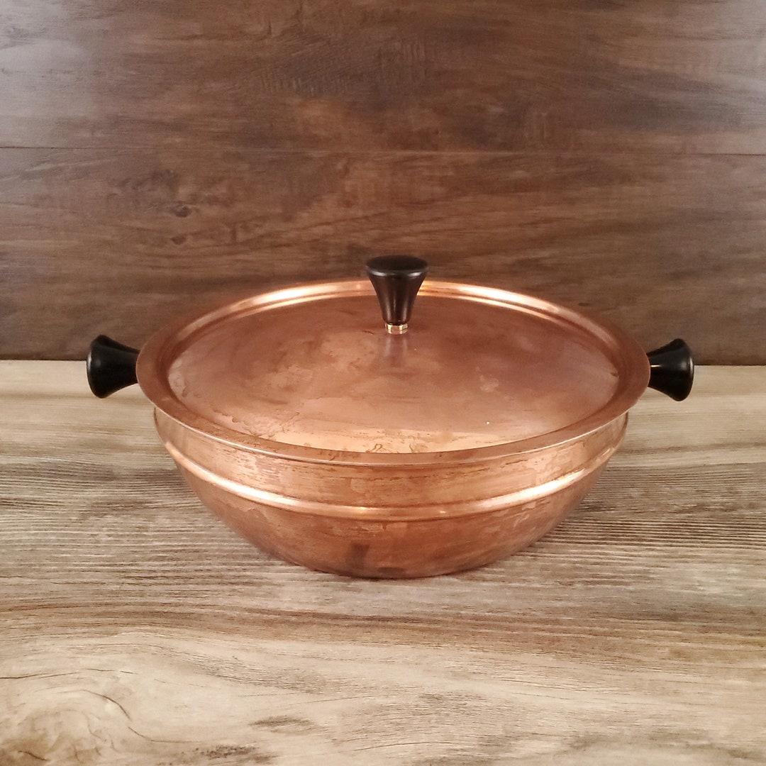 Vintage Swiss Culinox Spring 10" Copper Pan / Pot Fondue With Black ...