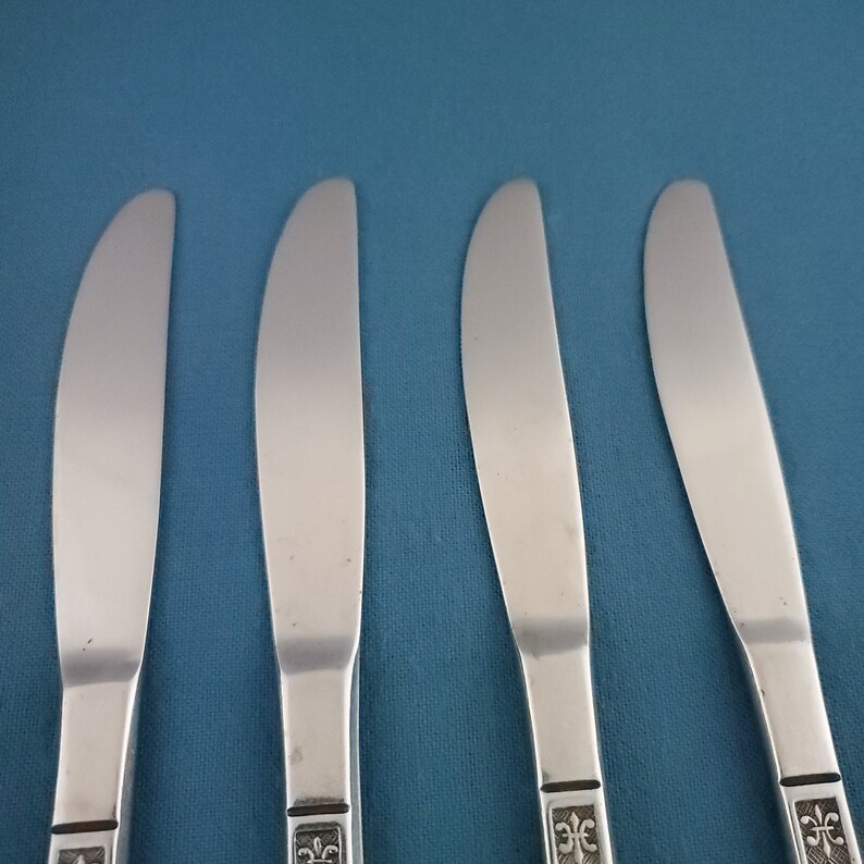 Interpur FLORENZ ~ 8 Petal ~ Dinner Knife 8 3/4" ~ Stainless W Black ...