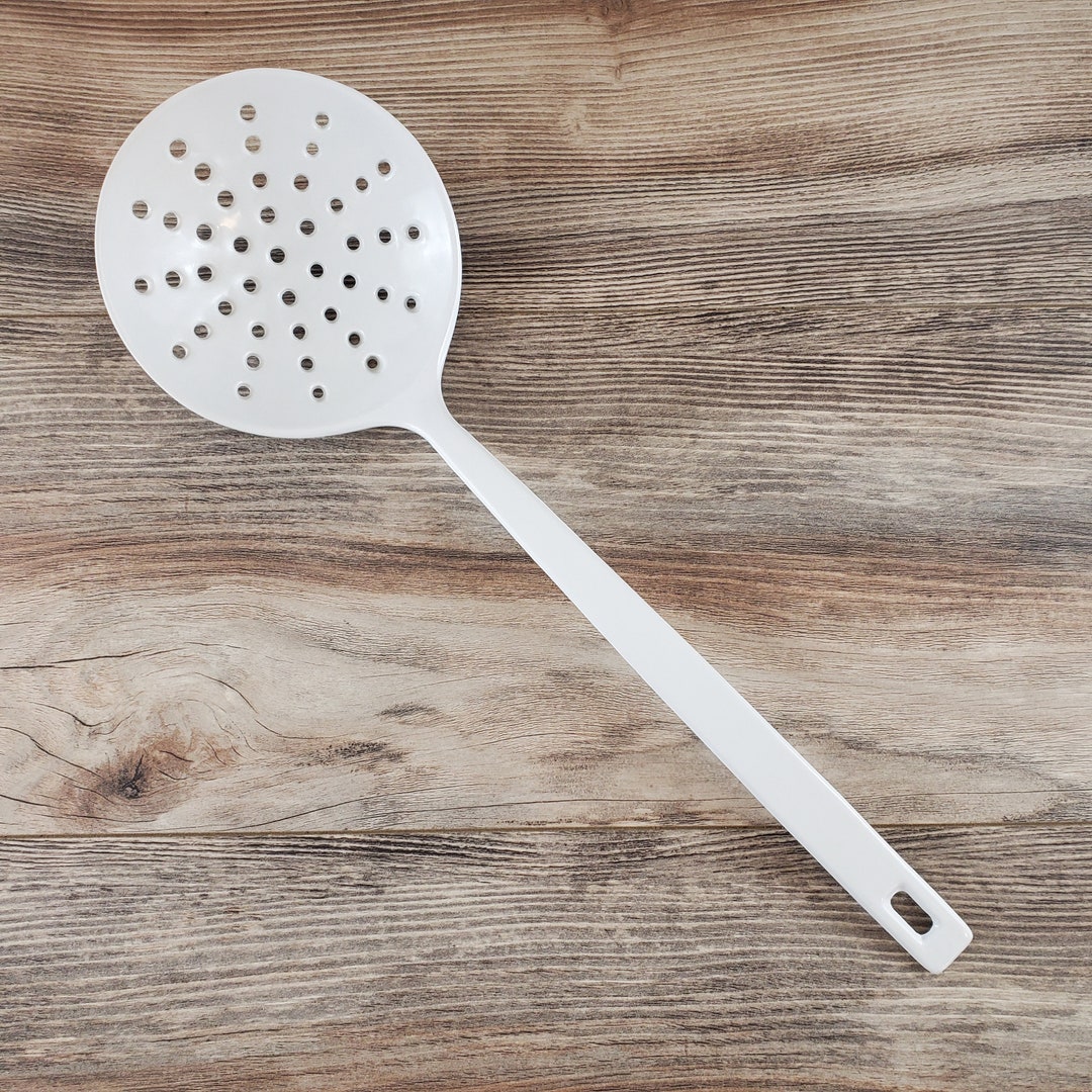 Large 15.25 White Copco Melamine Skimmer Strainer Slotted Ladle Spoon ...