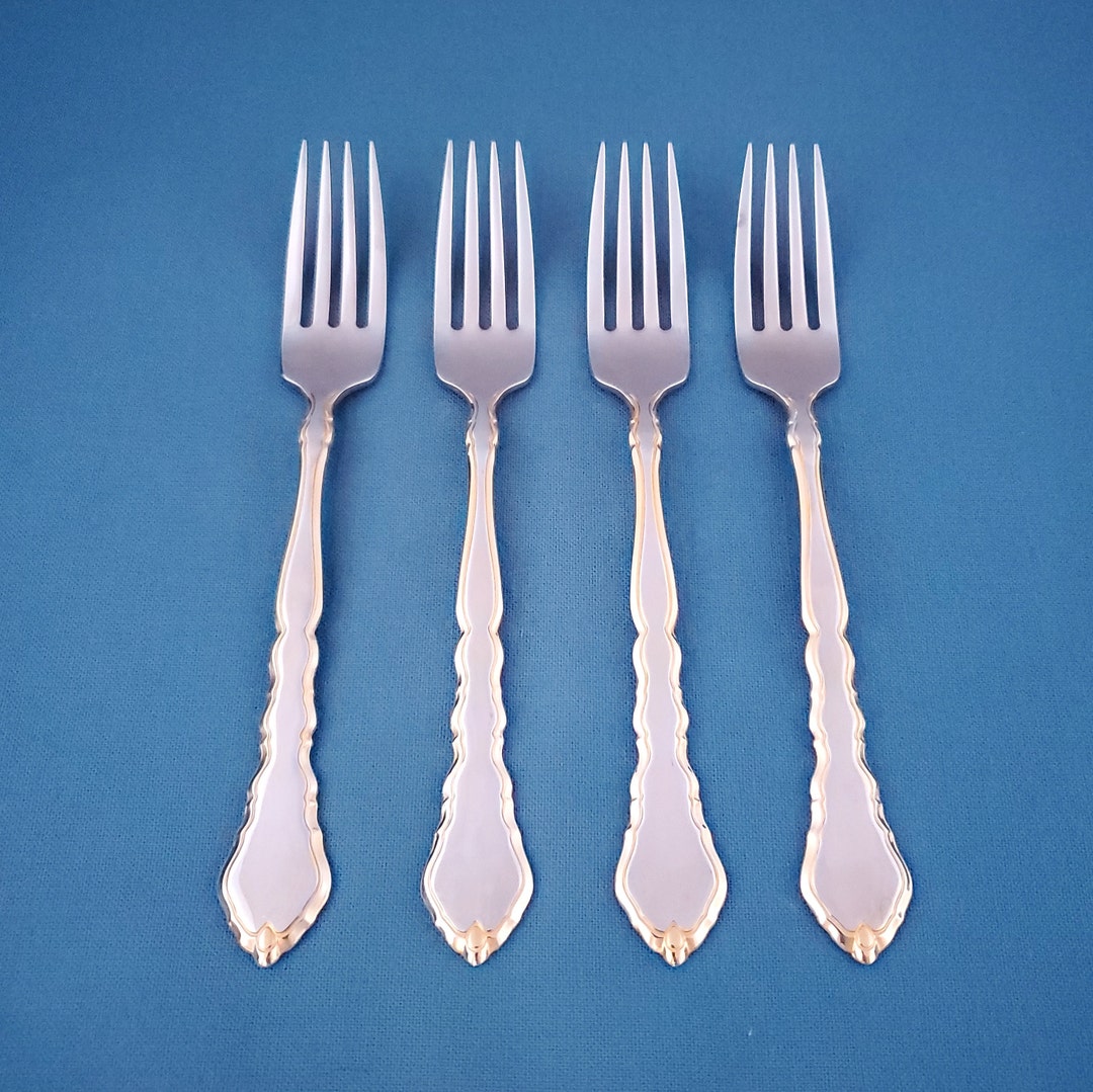 Oneida GOLDEN Royal CHIPPENDALE ~ Dinner Forks 7 3/8" ~ Stainless ~ Beautiful Vintage Flatware ...