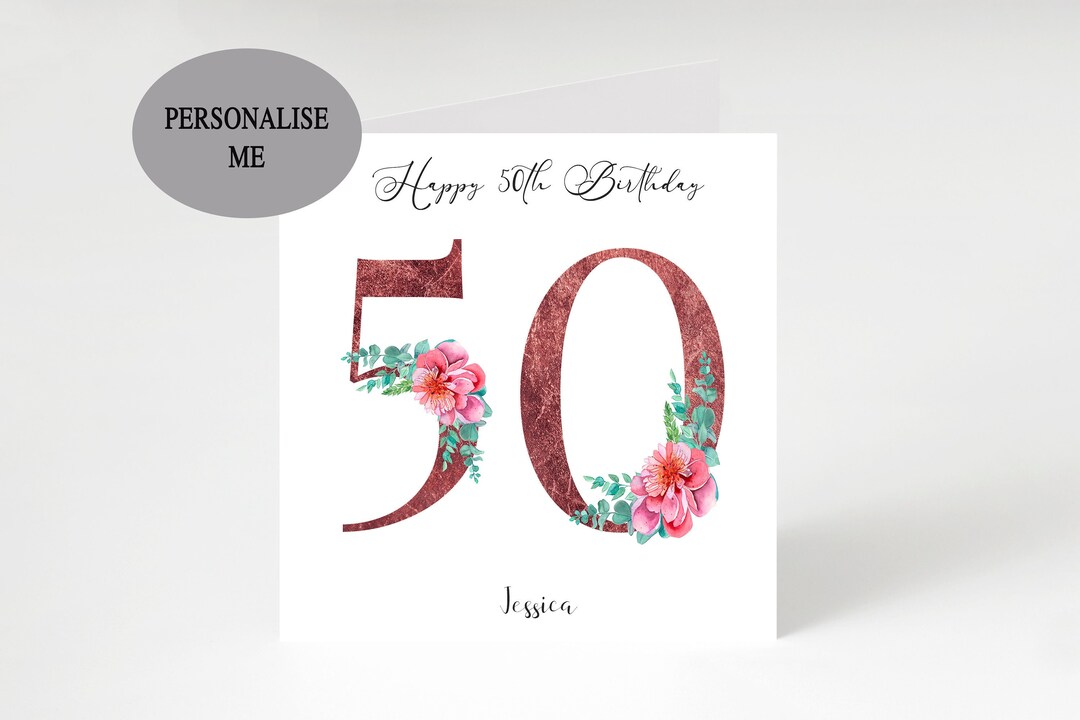 50th Birthday Card Greetings Card Birthday Day Card for Her ...