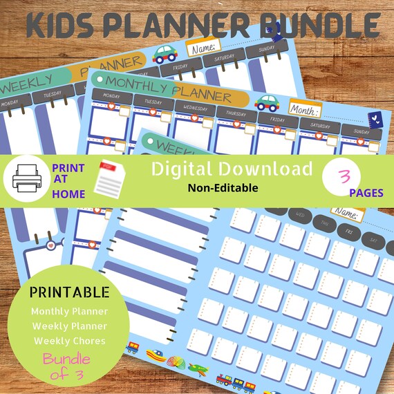 Kids Planner Bundle Instant Download Weekly Planner - Etsy