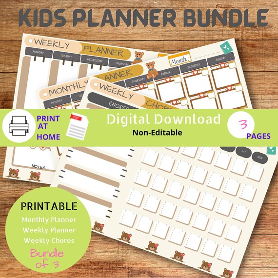 Kids Planner Bundle Instant Download Weekly Planner - Etsy
