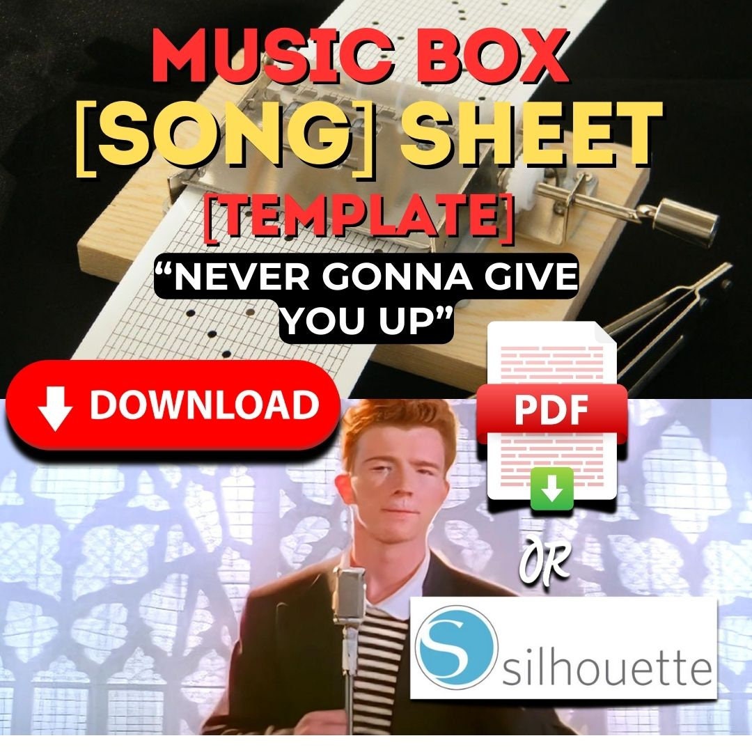 Music Box Song Sheet [template] [30note] [pdf/silhouette File] Rick Astley - "never Gonna Give ...