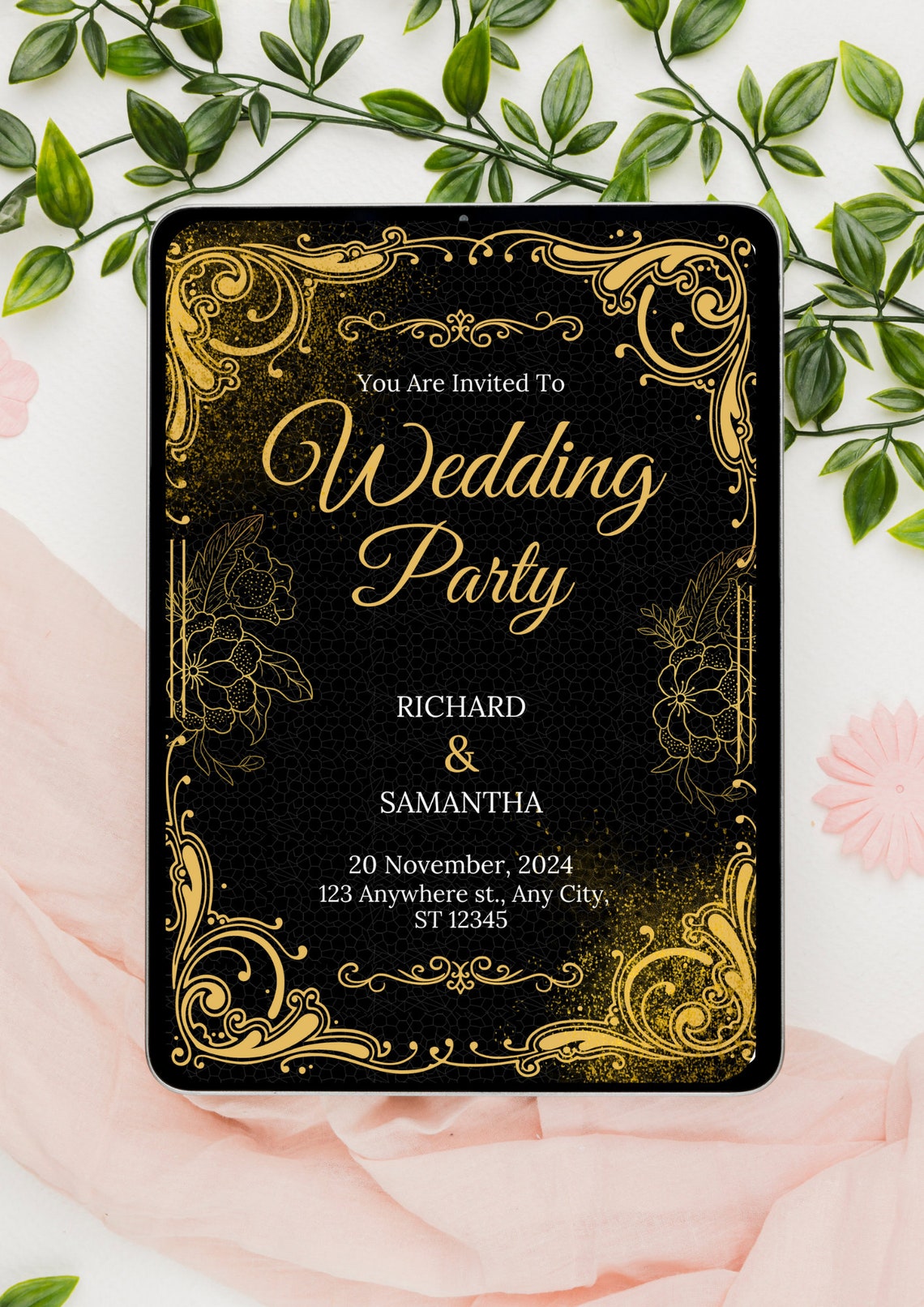 Black Gold Elegant Wedding Invitation Sophisticated Wedding Stationery ...