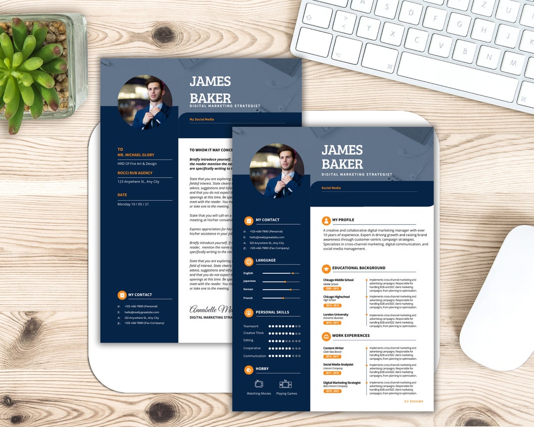 Stylish Editable CV Template for a Professional Resume Customize Today ...