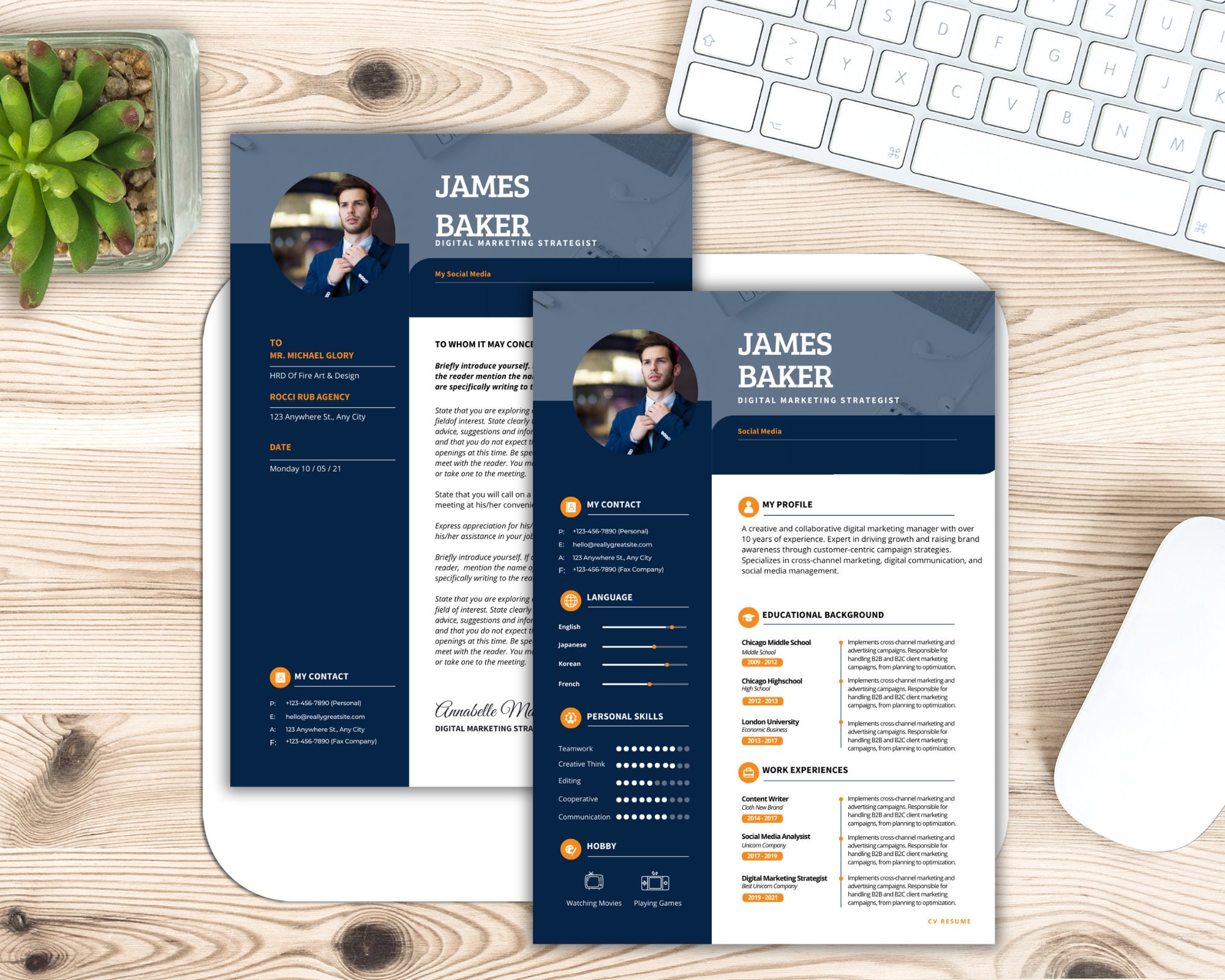 Stylish Editable CV Template for a Professional Resume Customize Today, DIY CV Template, Resume ...