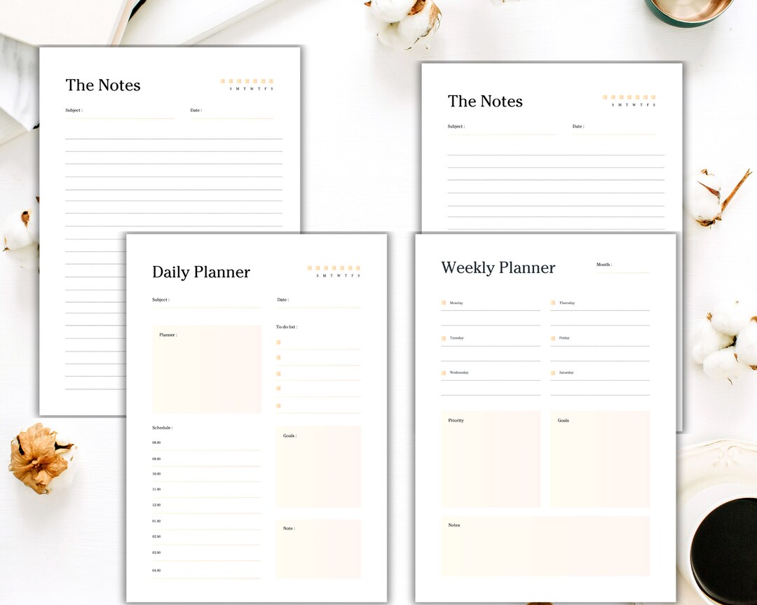 Daily and Weekly Planner With Customizable Features, Daily Organiser ...