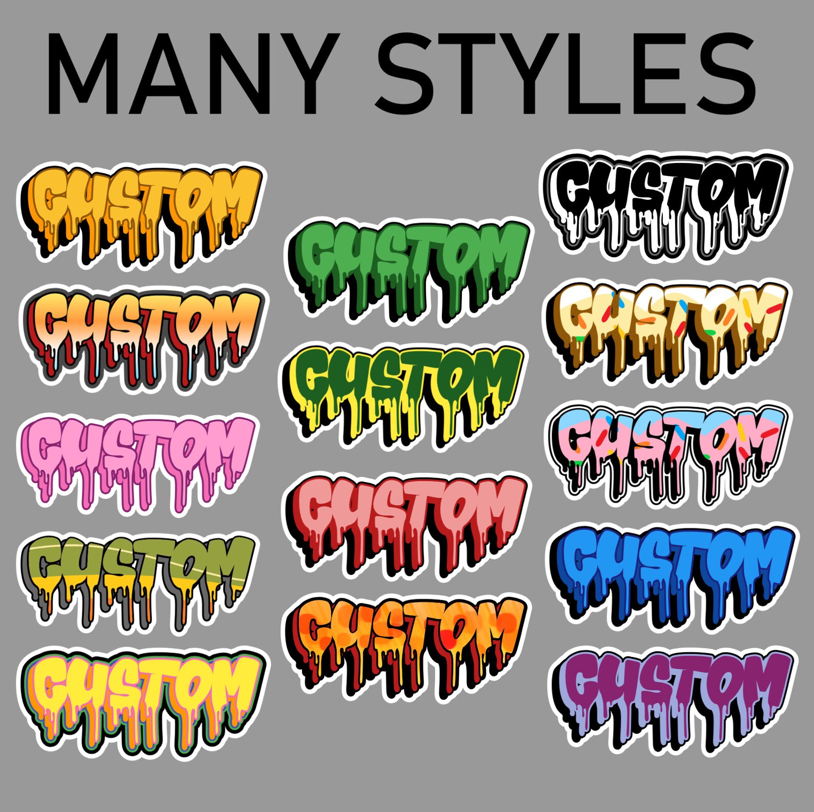 Dripping Name Sticker, Dripping Letters Custom Sticker, Water Resistant ...