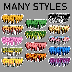 Dripping Name Sticker, Dripping Letters Custom Sticker, Water Resistant ...