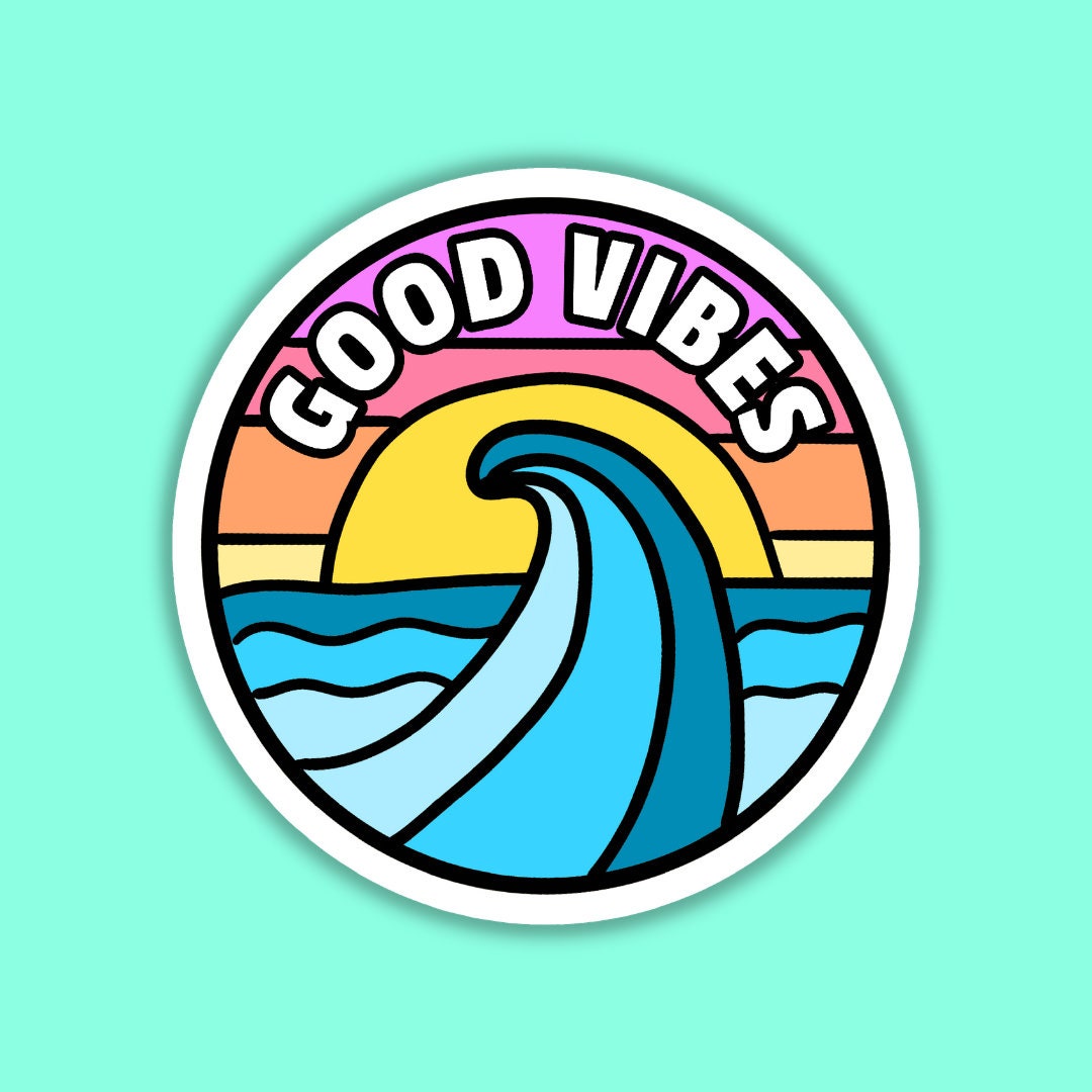 Sunset Sticker, Good Vibes, Beach Sticker, Surf Sticker, Wave, Waves ...