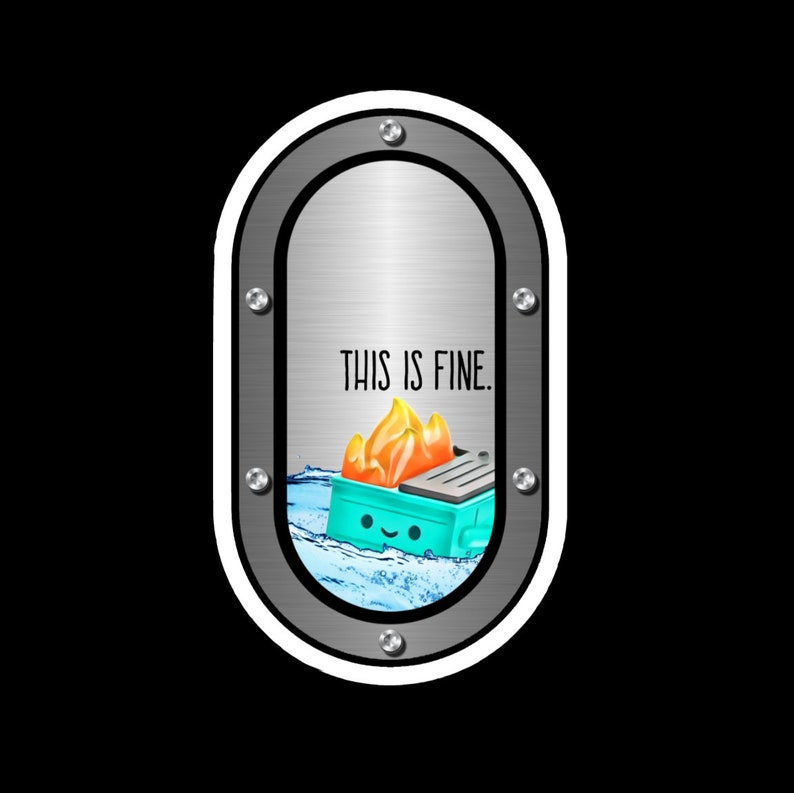 Dumpster Fire Sticker This is Fine Decal Water Bottle - Etsy