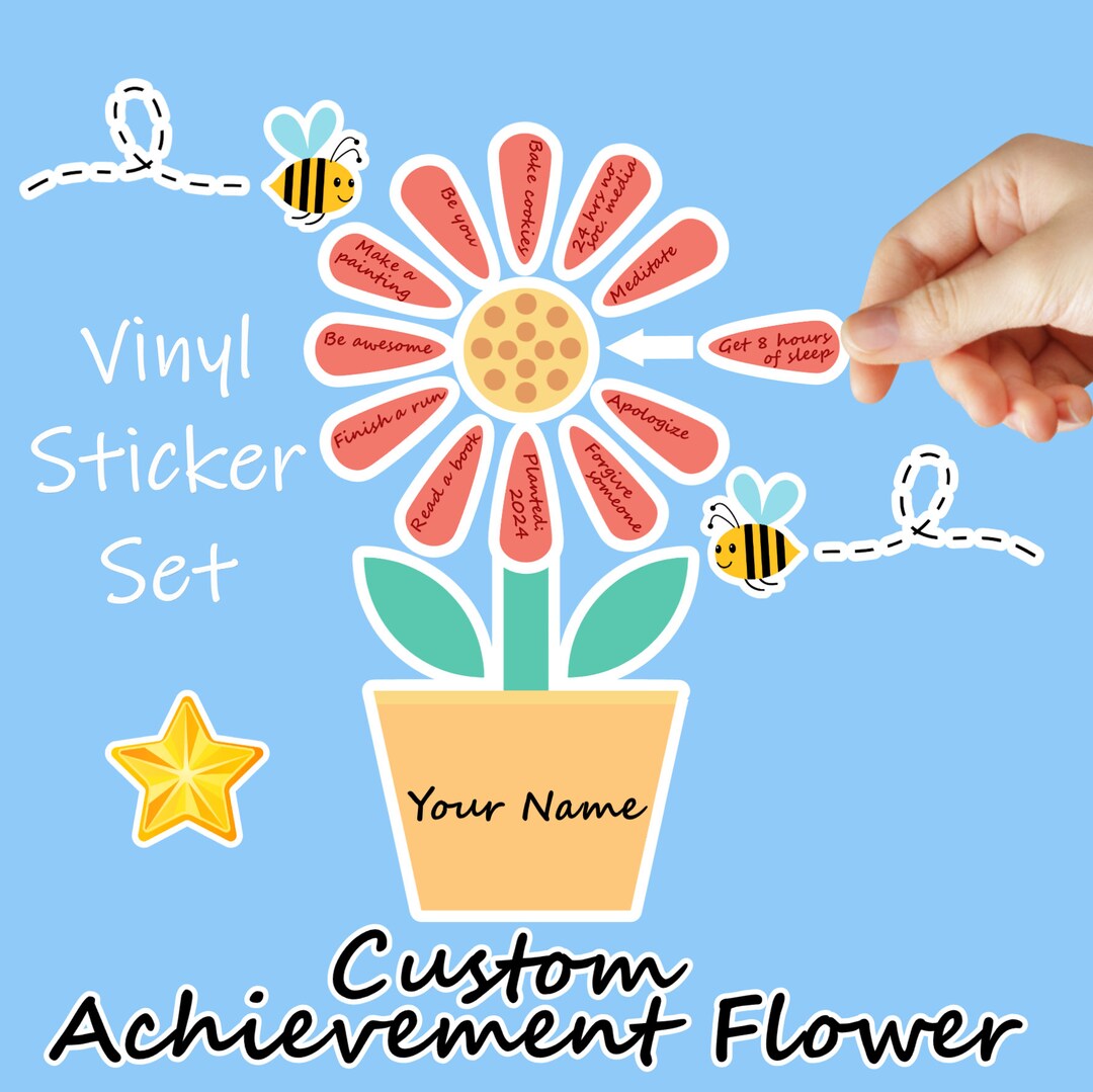 Custom Flowerpot Achievement Flower Goal Vinyl Sticker Set, Custom ...