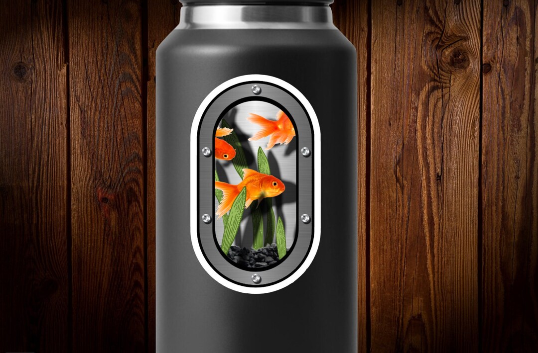 Goldfish Fish Tank Sticker, Goldfish in a Bottle Decal, Water Bottle ...