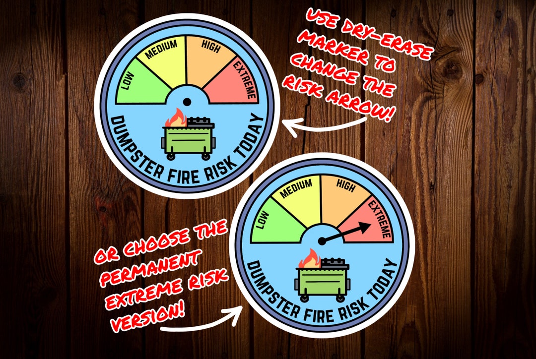 Dumpster Fire Daily Risk Sticker, Dumpster Fire Sticker, Dry Erase ...
