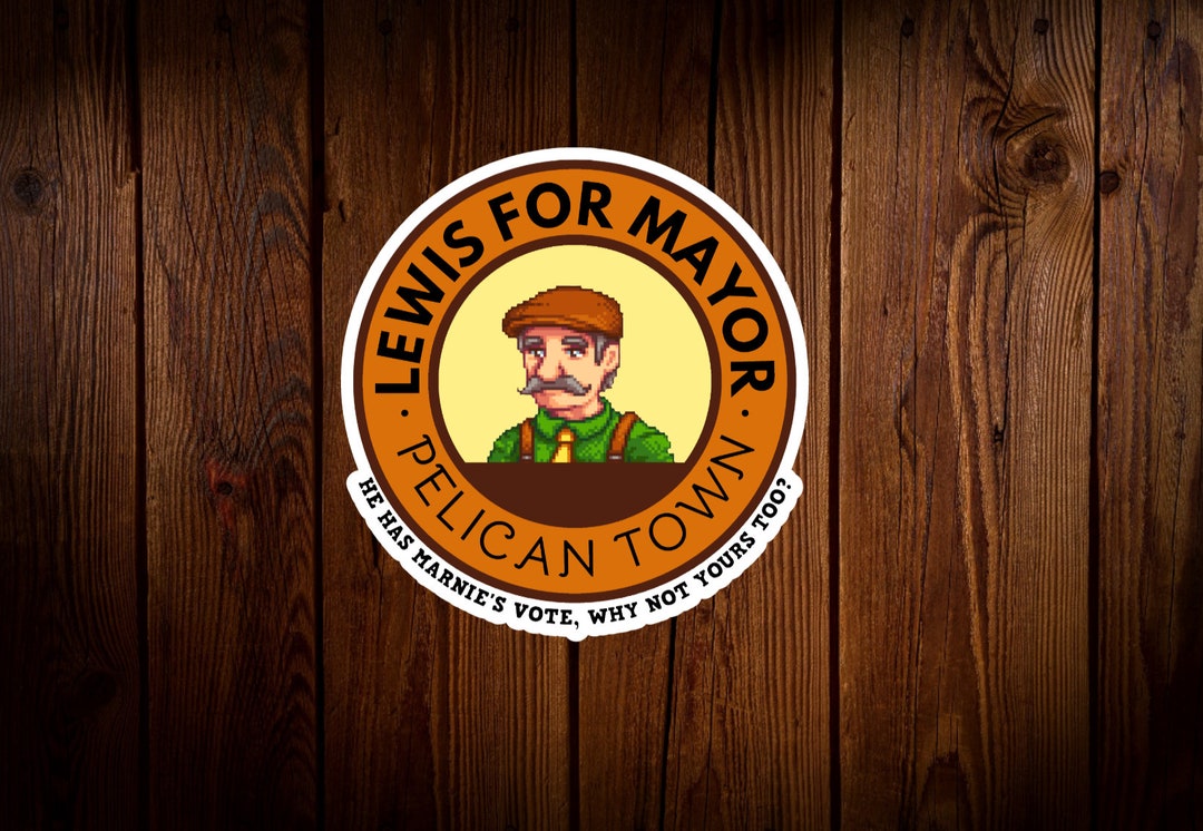 Stardew Valley Sticker, Mayor Lewis Sticker, Lewis for Mayor Pelican ...