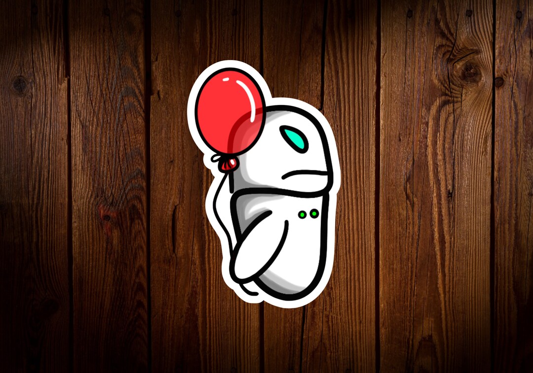 Robot With Balloon Sticker, Robot Sticker, Robot Decal, White Robot ...