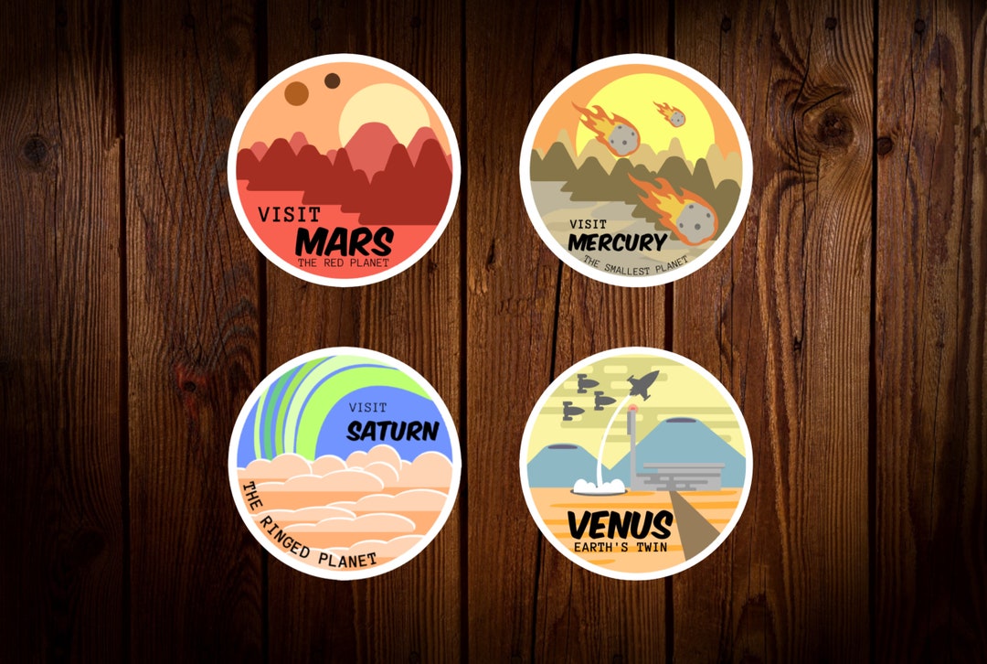 Planets Stickers, Mars Sticker, Venus Sticker, Mercury Sticker, Saturn ...
