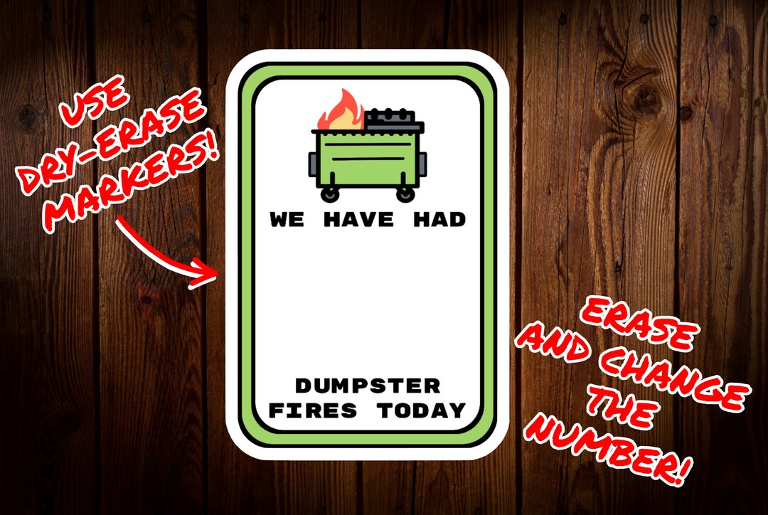 Dumpster Fire Count Sticker, Dumpster Fire Sticker, Dry Erase Marker ...