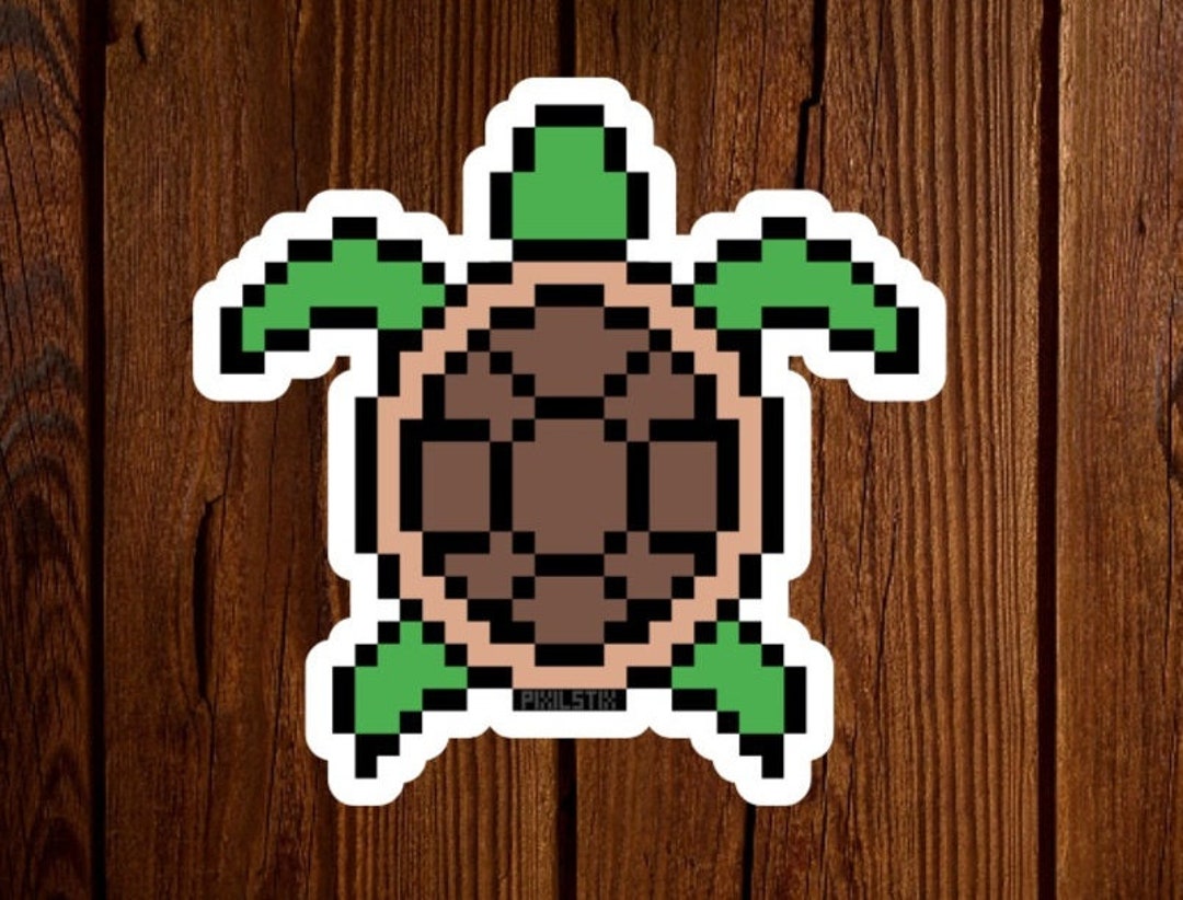 Pixel Sea Turtle Sticker, Pixel Art, 8 Bit, Vinyl Water Resistant Gloss ...