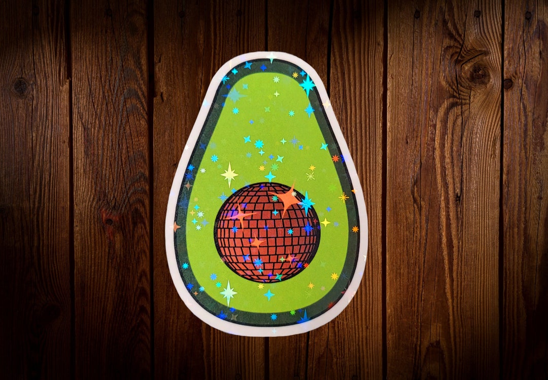 Holographic Disco Avocado Sticker, Avocado Sticker, Disco Avocado ...