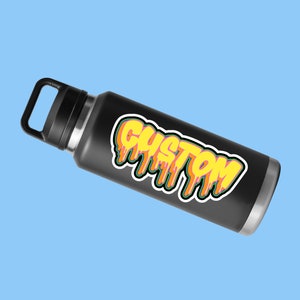 Dripping Name Sticker, Dripping Letters Custom Sticker, Water Resistant ...