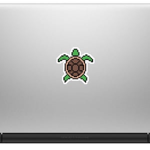 Pixel Sea Turtle Sticker, Pixel Art, 8 Bit, Vinyl Water Resistant Gloss ...