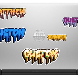 Dripping Name Sticker, Dripping Letters Custom Sticker, Water Resistant ...