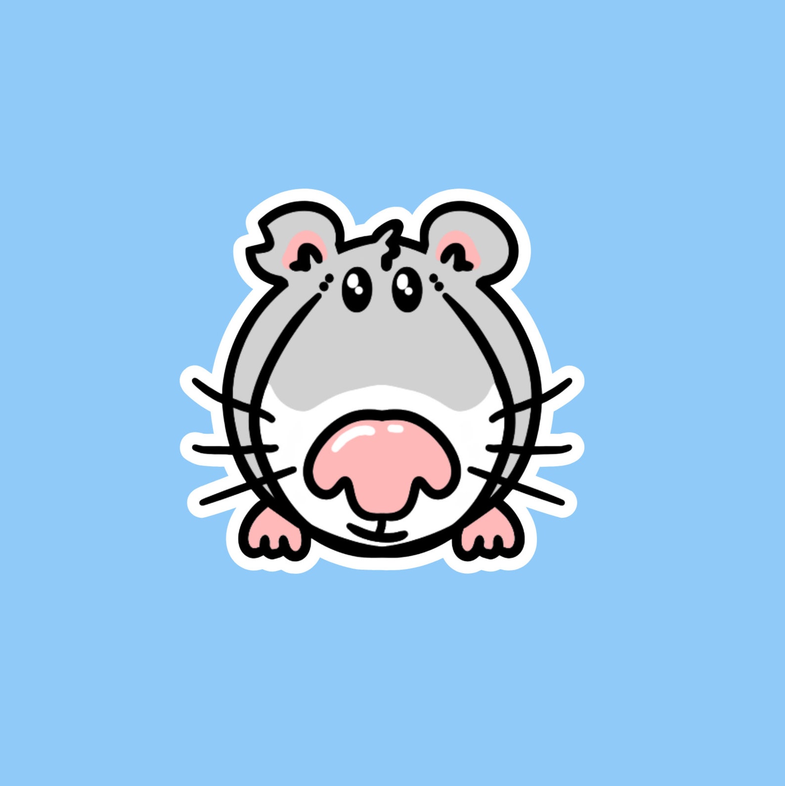 Mouse Cute Face Sticker, Animal Sticker, Happy Mouse, Vinyl Gloss Die ...
