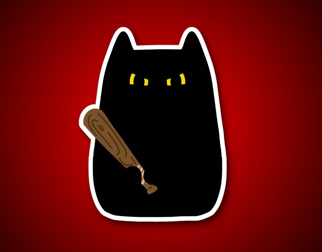 Cat With a Bat Sticker, Angry Cat Sticker, Cat Sticker, Kitten Sticker ...