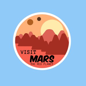 Mars Sticker, Space Sticker, Vinyl Gloss Die Cut, Laptop Sticker, Space ...