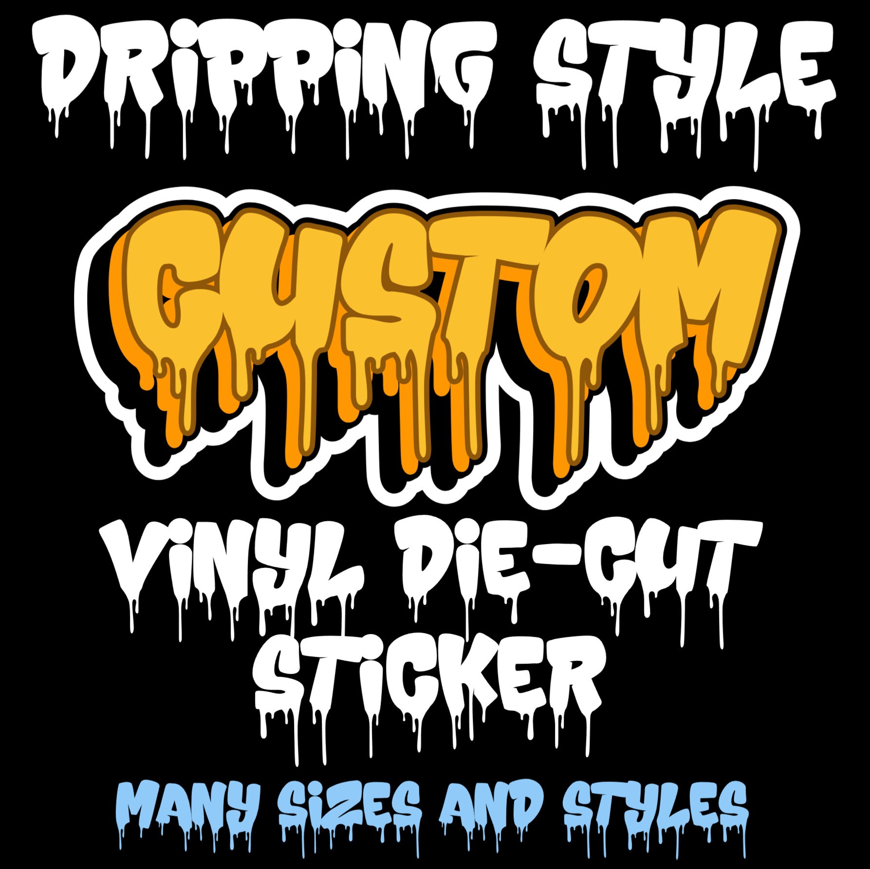 Dripping Name Sticker, Dripping Letters Custom Sticker, Water Resistant ...