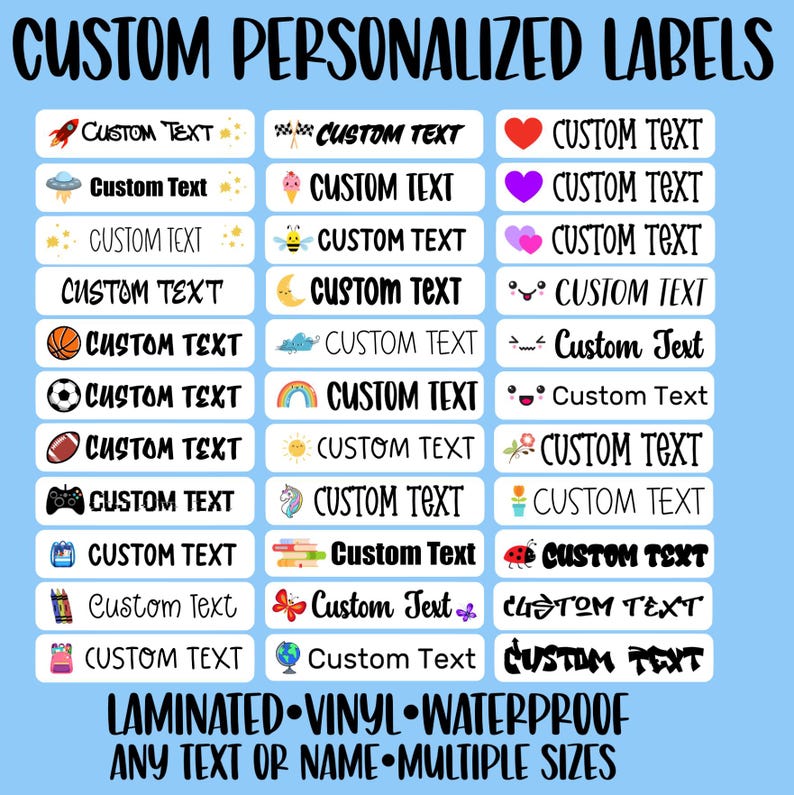 Custom Personalized Sticker Labels, Vinyl Sticker Labels, Custom School ...